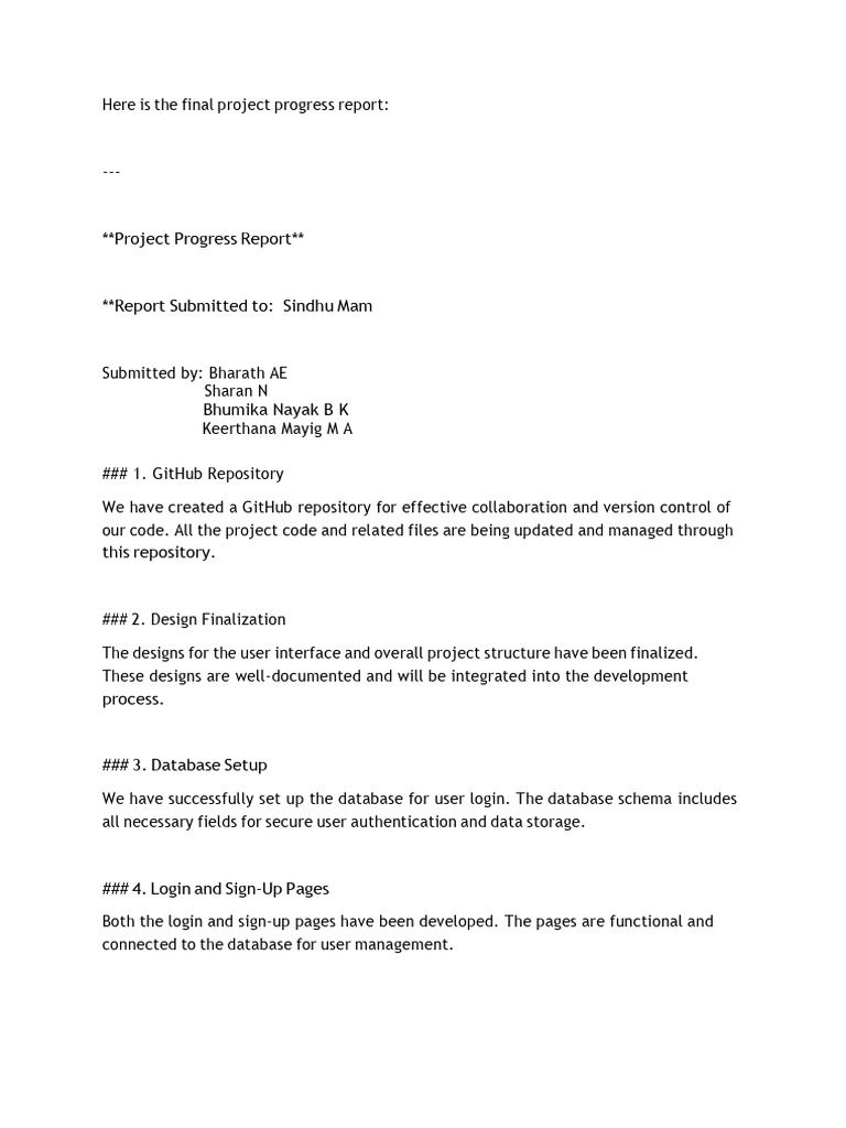 Progress Report | PDF