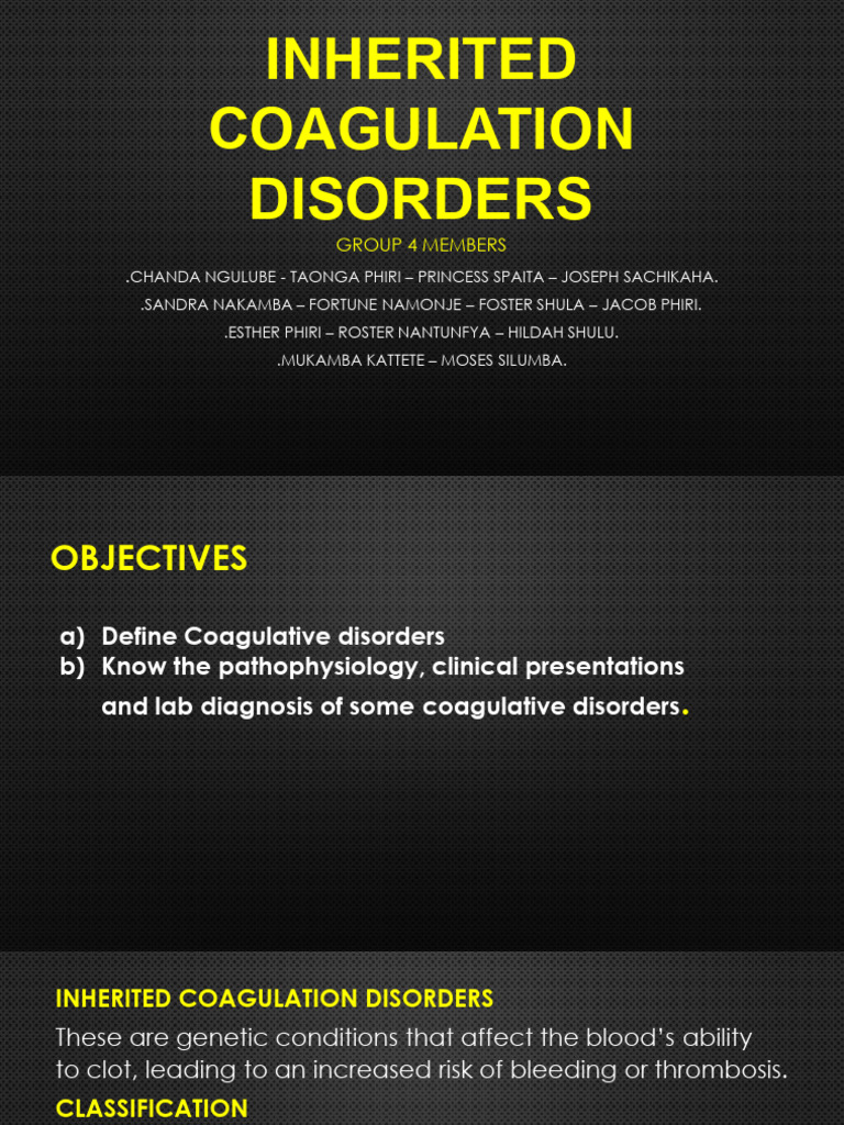 Inherited Coagulation Disorders Overview | PDF | Coagulation | Haemophilia