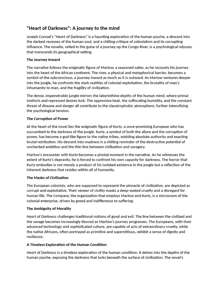 Heart of darkness a journey to the mind | PDF | Heart Of Darkness ...