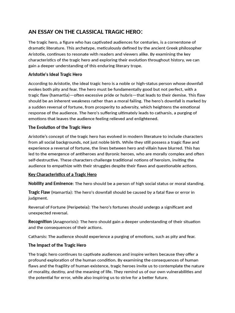 The Tragic Hero | PDF | Tragedy | Hero