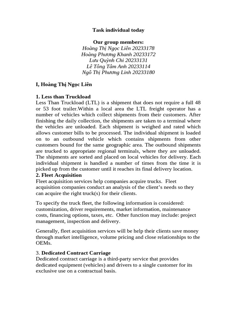 Task Individual (Logistics Management) | PDF | Cargo | Logistics