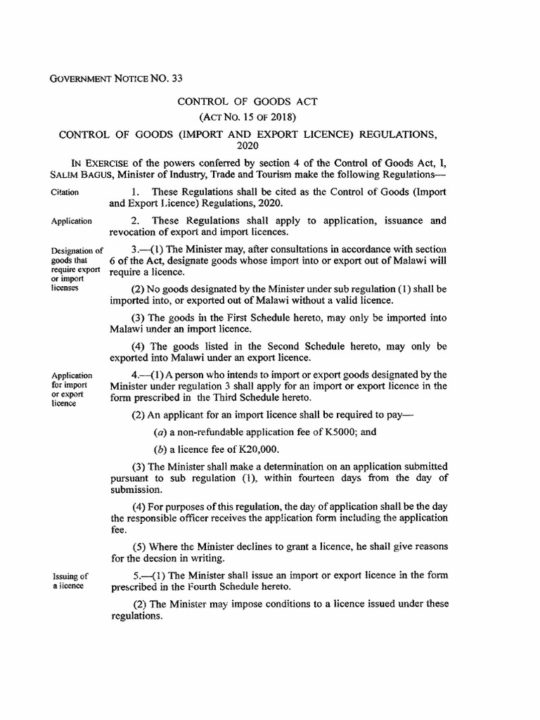 Control of Goods Act | PDF