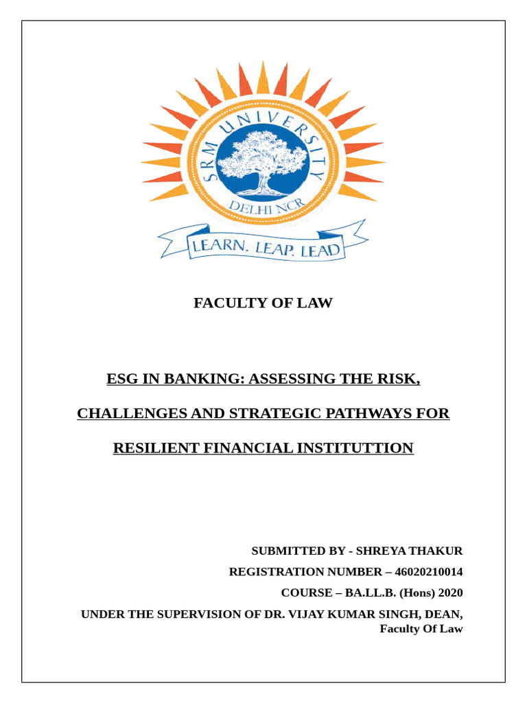 ESG IN BANKING | PDF | Sustainability | Climate Change