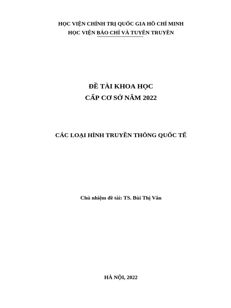 Đề Tài Cơ Sở 2022 Các Loại Hình TTQT 1 | PDF
