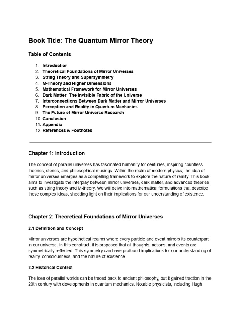 The Quantum Mirror Theory | PDF | Dark Matter | String Theory