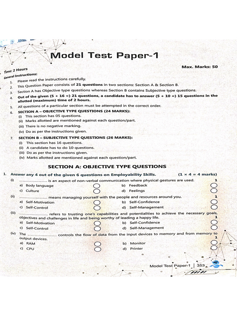 Class IX AI Model Test Paper I | PDF