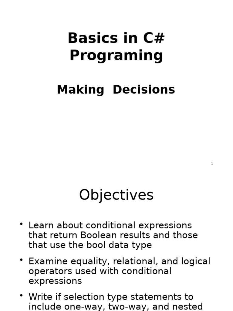 Inf1030 04 Making Decisions | PDF | Boolean Data Type | Software Development