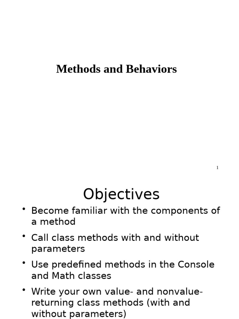 Inf1030 03 Methods And Behaviors Pdf Parameter Computer Programming Method Computer