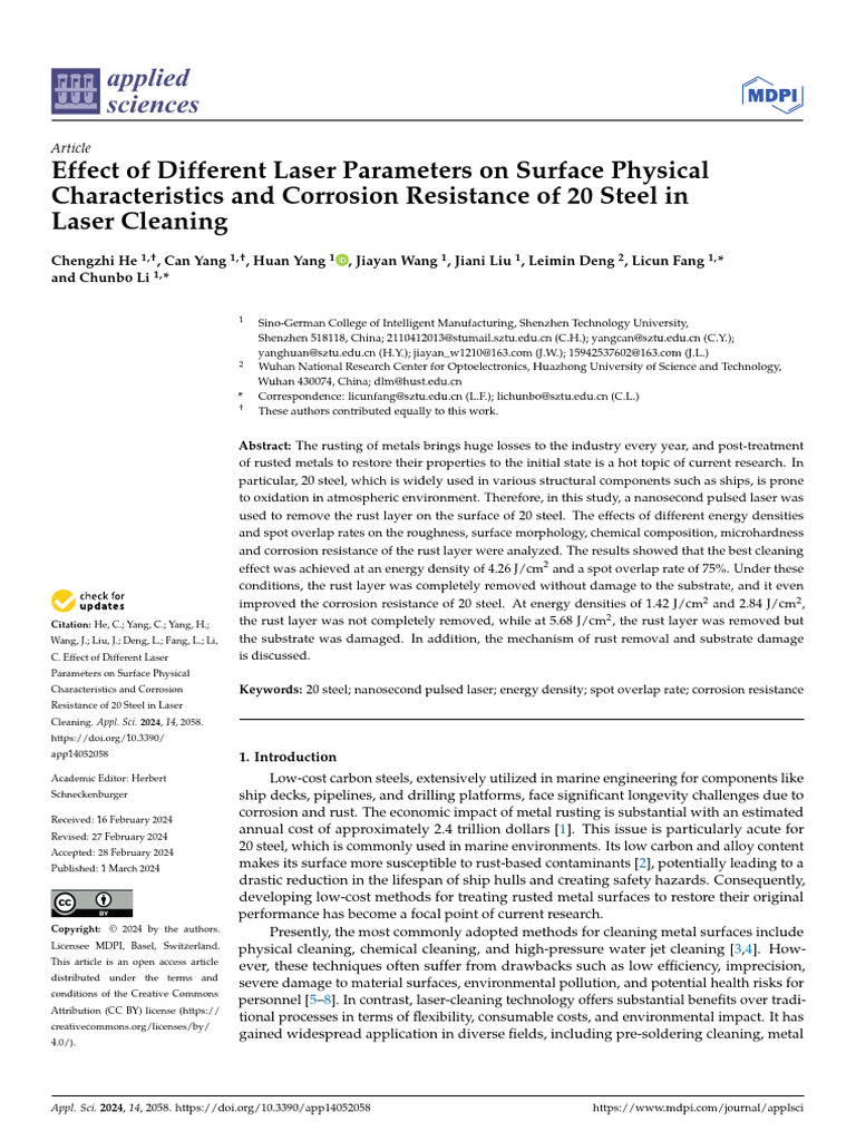 Effect of Different Laser Parameters On Surface PH | PDF | Corrosion | Rust
