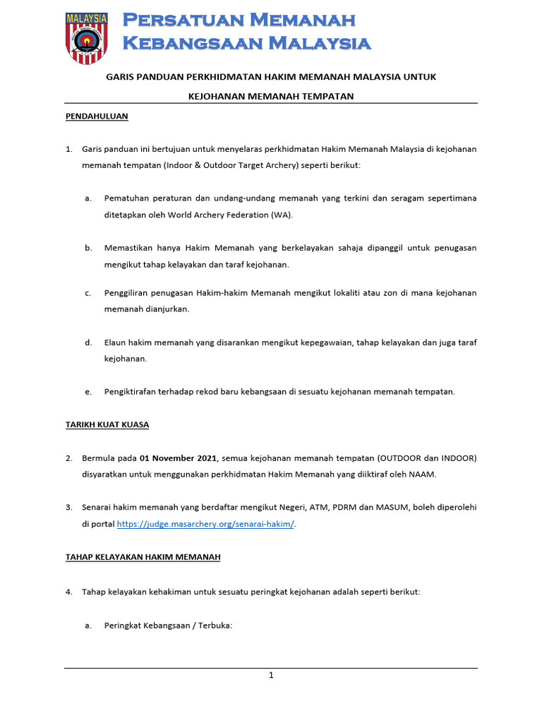 Template GARIS-PANDUAN-PERKHIDMATAN-KEHAKIMAN-MEMANAH-MALAYSIA | PDF