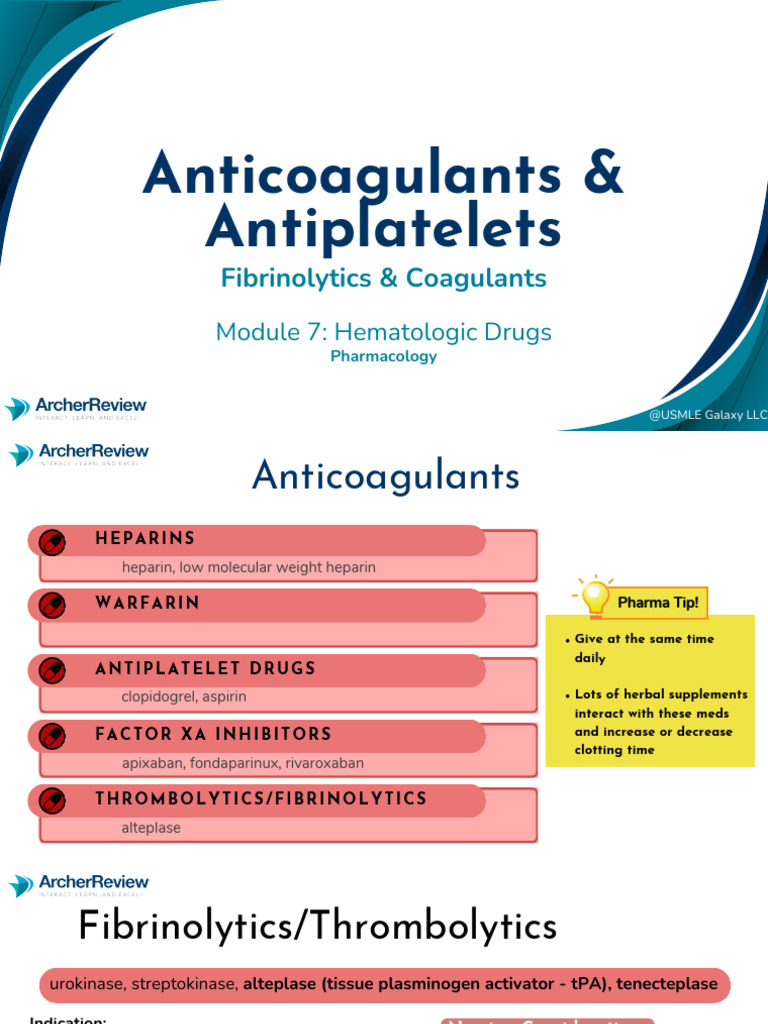 Hematologic Drugs: Anticoagulants & Coagulants | PDF | Coagulation | Thrombus