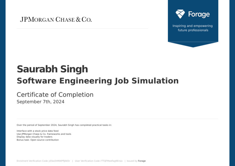 Saurabh Singh J.P. Morgan - Completion - Certificate | PDF