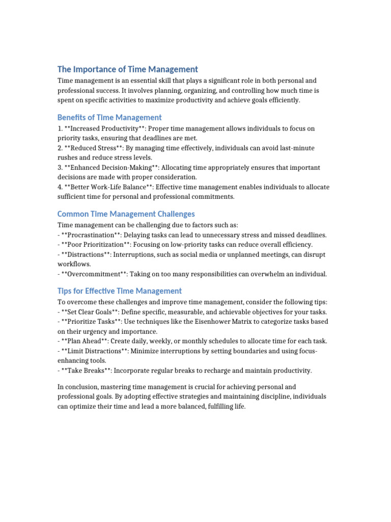 Time Management for Success | PDF