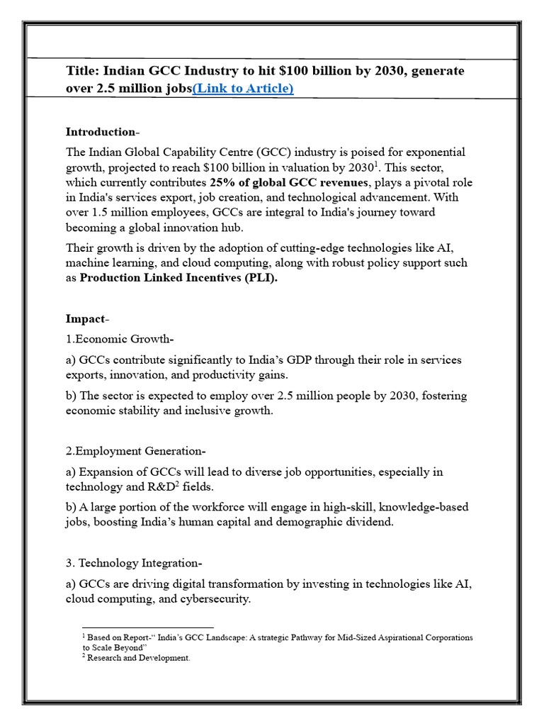 Gcc Industry in India Article | PDF | Gulf Cooperation Council | Innovation
