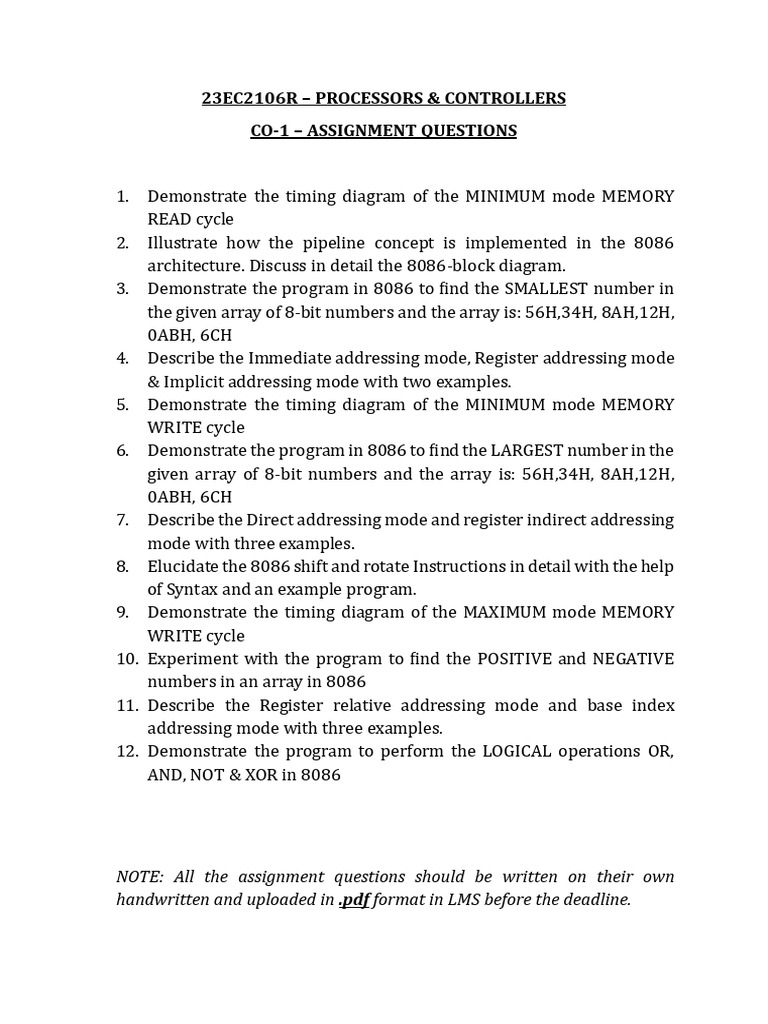CO-1 - Assignment Questions | PDF