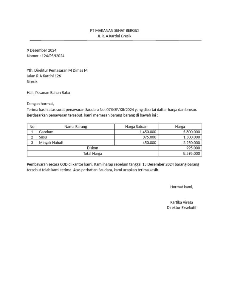 2 Surat Pesanan Pembelian | PDF