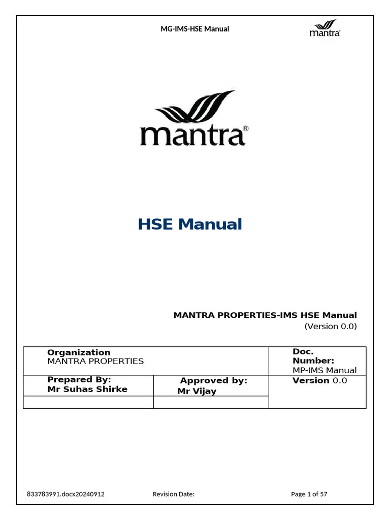 Mantra - Ims - Ims Manual Draft Ro20240912 | PDF | Iso 9000 ...