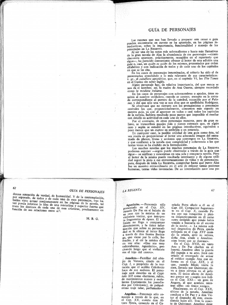 Guía de Personajes La Regenta | PDF