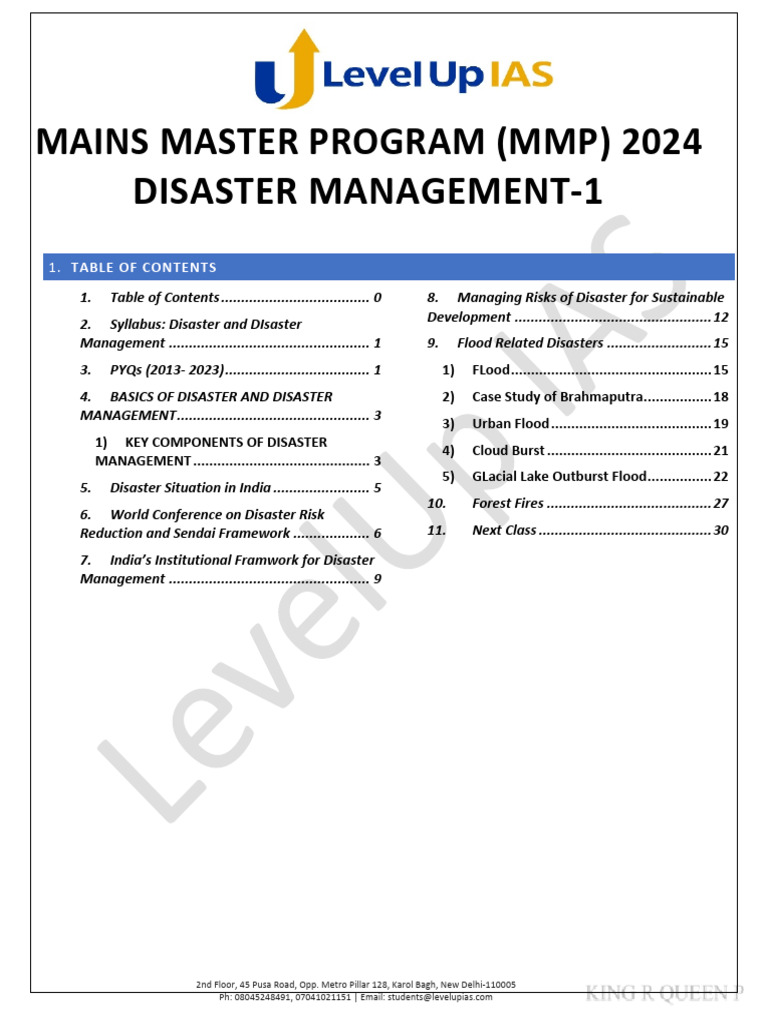 Disaster Management Syllabus 2024 | PDF | Disaster Risk Reduction ...