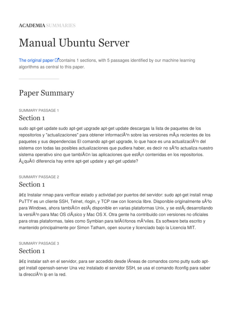 Academia Summary — Manual Ubuntu Server | PDF | Mi sql | Software