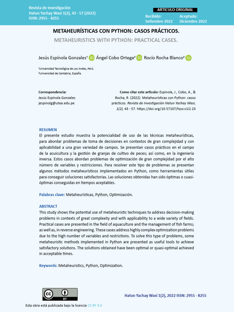 Metaheuristicas Con Python Casos Practic | PDF | Metaheurístico ...