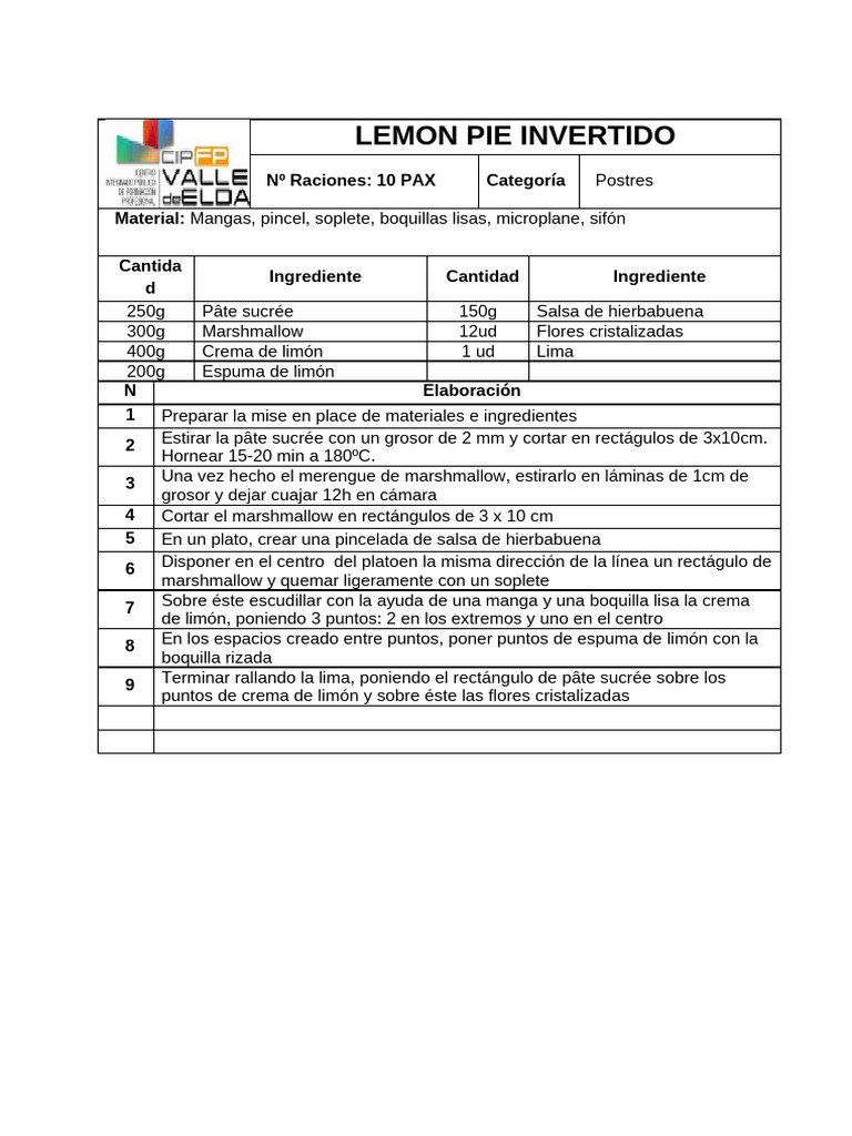 Lemon Pie Invertido | PDF | Alimentos | Cocina