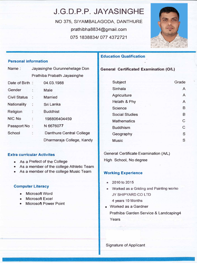 J.G.D.P.P. Jayasinghe: No 375, Siyambalagoda, Danthure | PDF