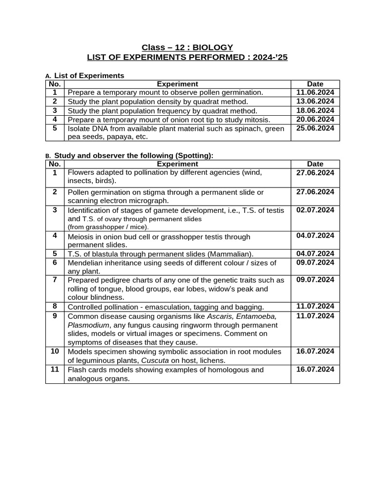 12_Bio_Pract_2024-25 | PDF | Pollination | Flowers