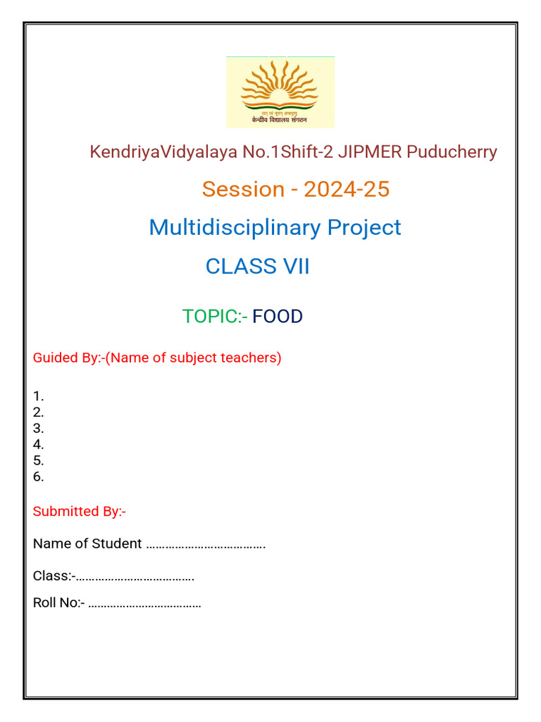 VII MULTI DISCIPLINARY PROJECT Term 1 | PDF | Foods | Cuisine