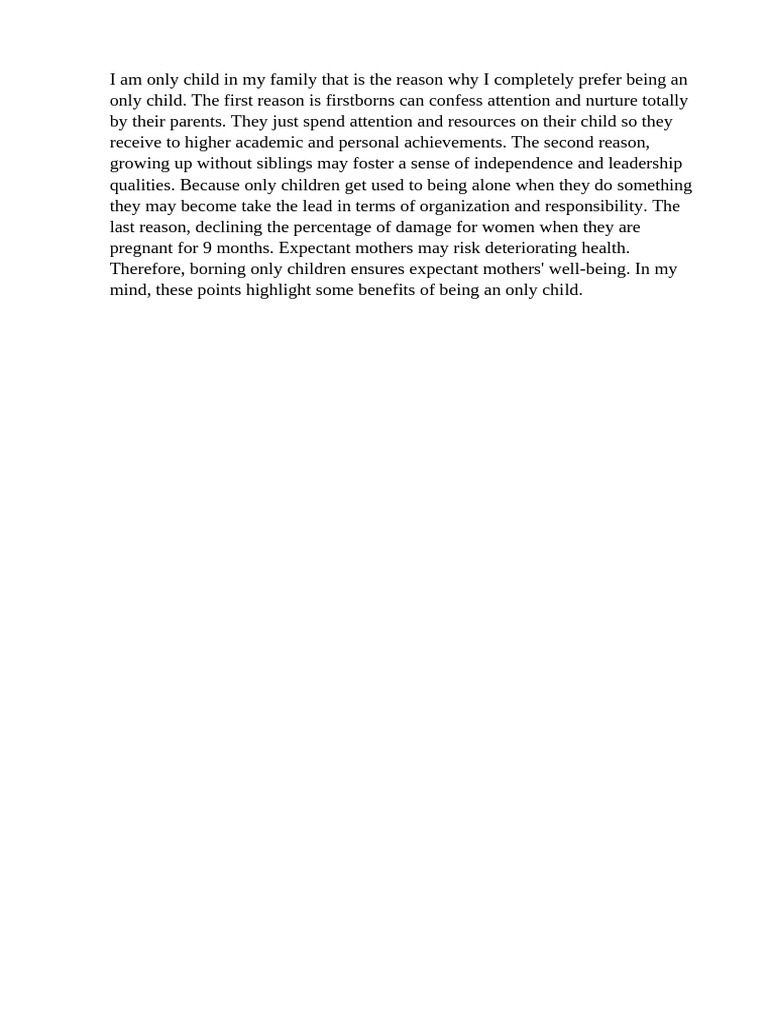 Benefits of Being an Only Child | PDF