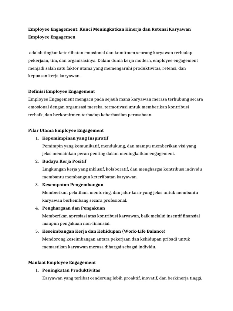 Strategi Tingkatkan Employee Engagement | PDF