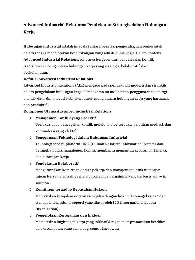 Advanced Industrial Relations | PDF