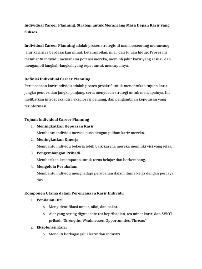 Individual Career Planning | PDF