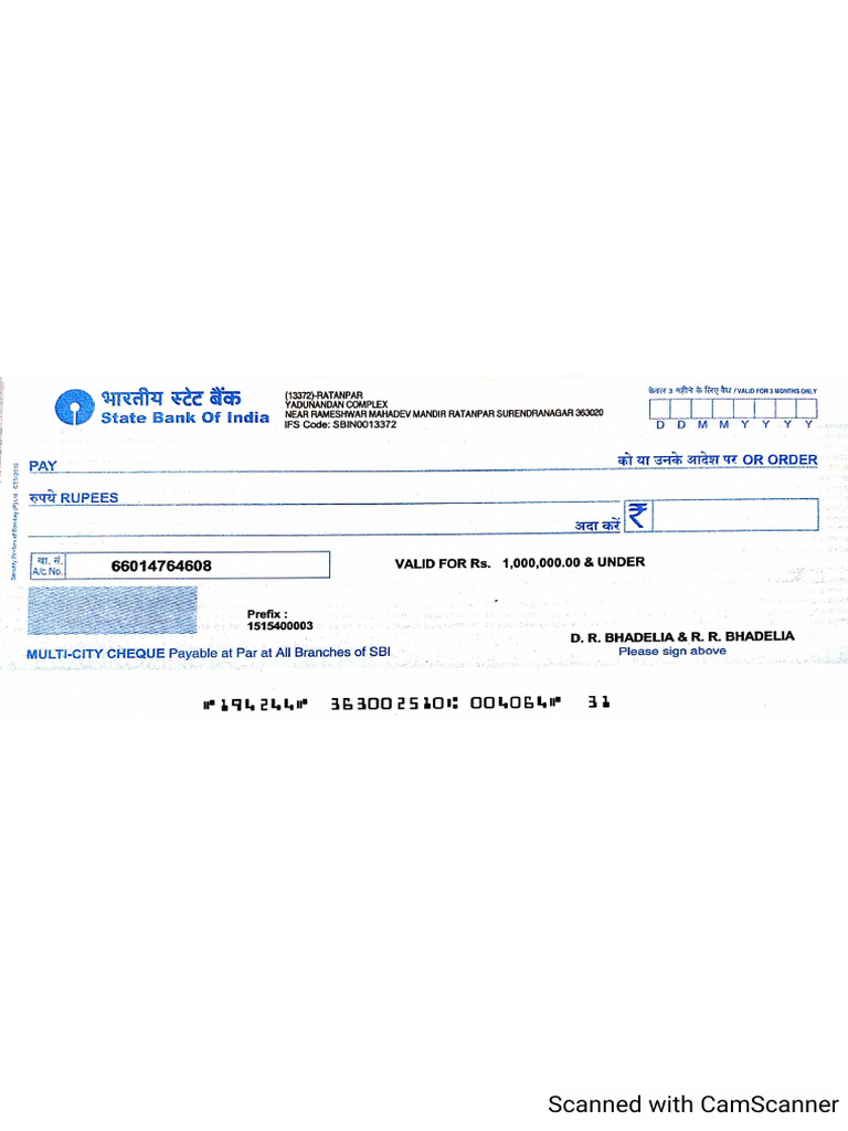 DRB Sbi Cheque SNR | PDF