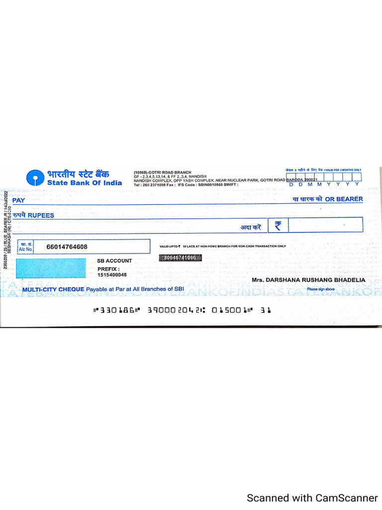 DRB Sbi Cheque Baroda | PDF