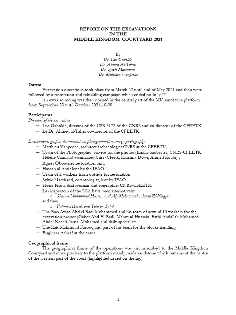 Report in English On The Excavations in The MK Courtyard - Reduc.2 | PDF | Pottery | Thebes