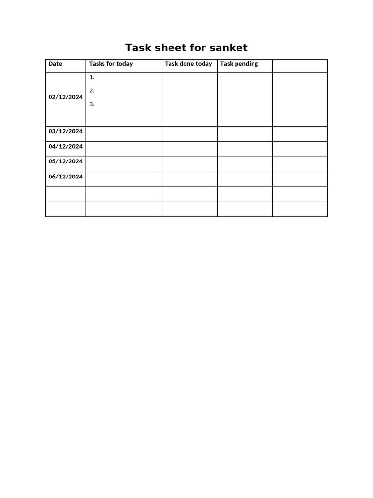 Task Sheet For Sanket | PDF