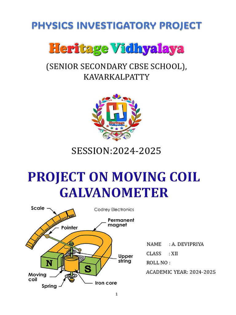 Physics Investigatory Project of Movingcoil of Galvanometer | PDF | Electrical Engineering ...
