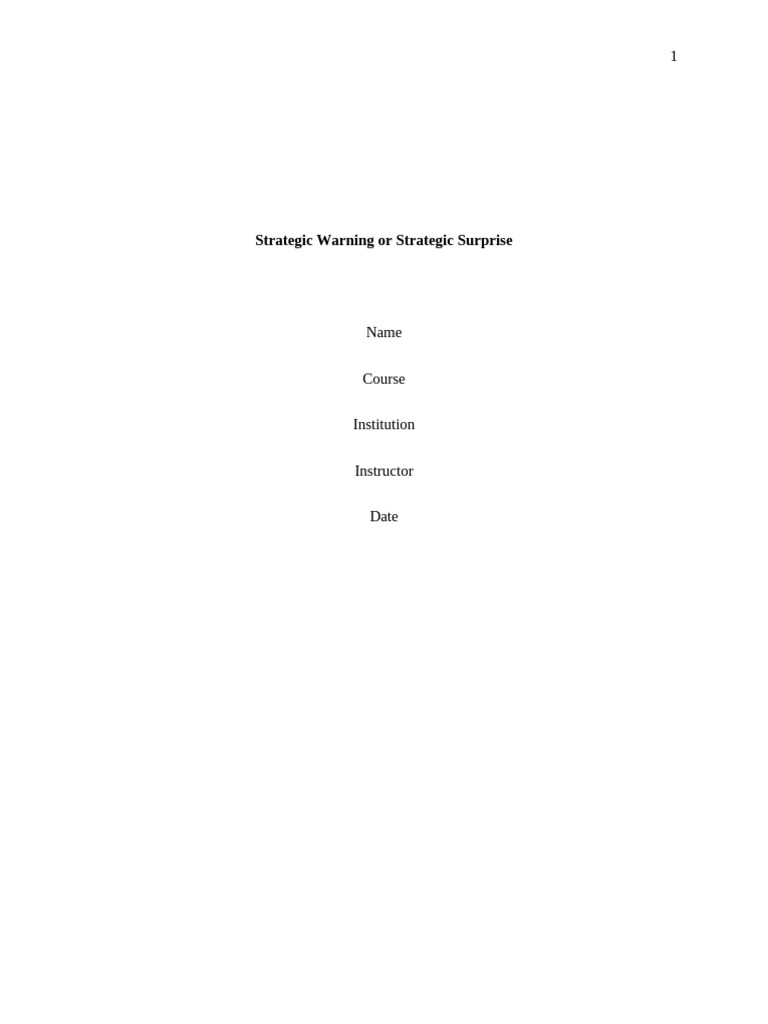 Strategic Warning or Strategic Surprise.edited | PDF | Artificial Intelligence | Intelligence ...