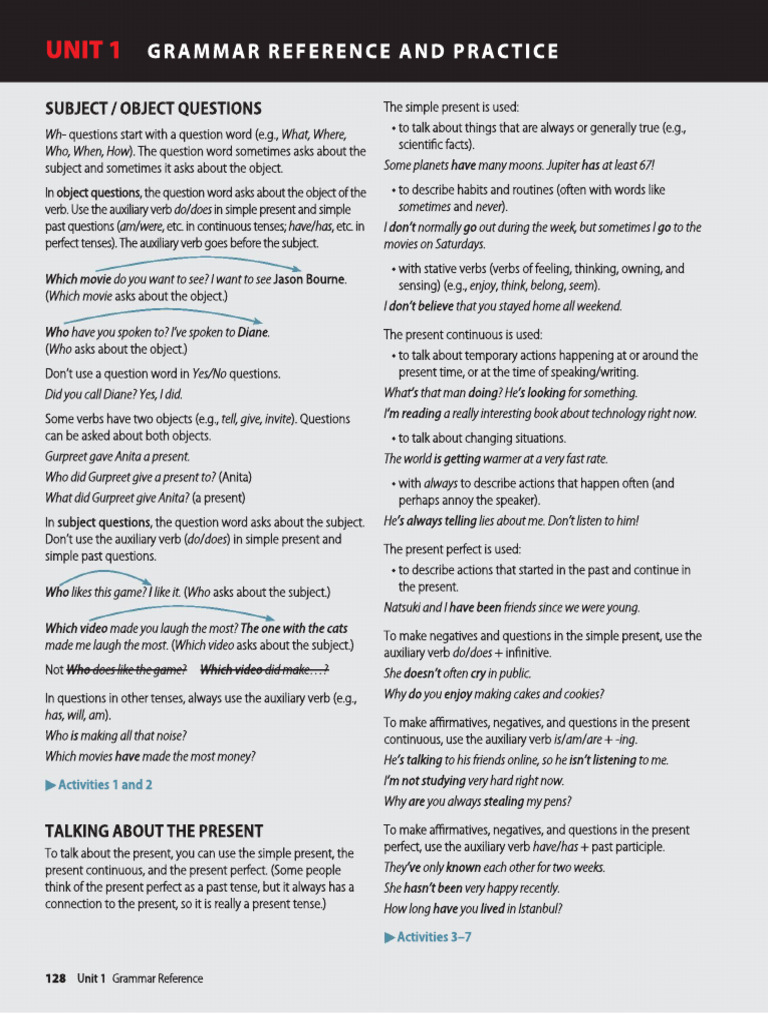 Grammar U01-U04 | PDF