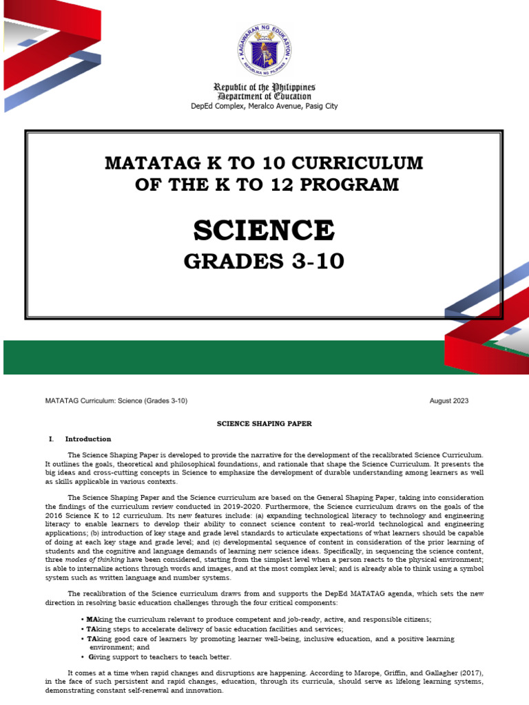 Final Matatag Science CG 2023 Grades 3-10 | PDF | Constructivism (Philosophy Of Education ...