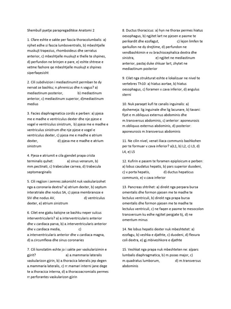Anatomi 2 - Pyetje Parapregaditëse | PDF