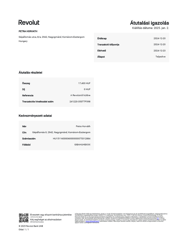 Transaction Confirmation Report - Hu Hu - 666330 | PDF