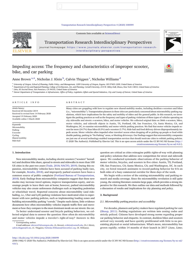 006 Impeding access The frequency and characteristics of improper ...