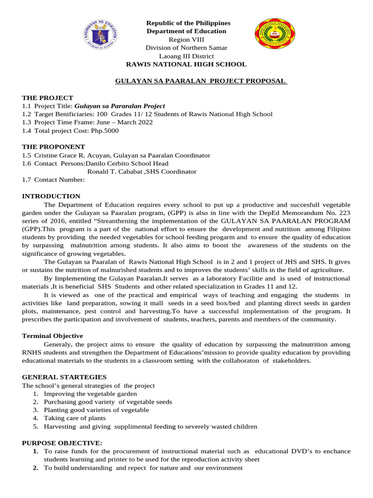 Gpp Proposal Cristine a. | PDF | Vegetables | Agriculture