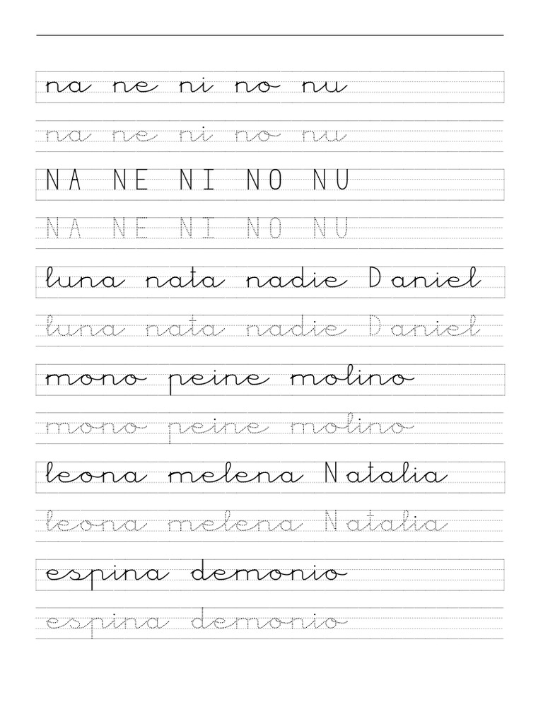 Caligrafia Letra N 1 | PDF