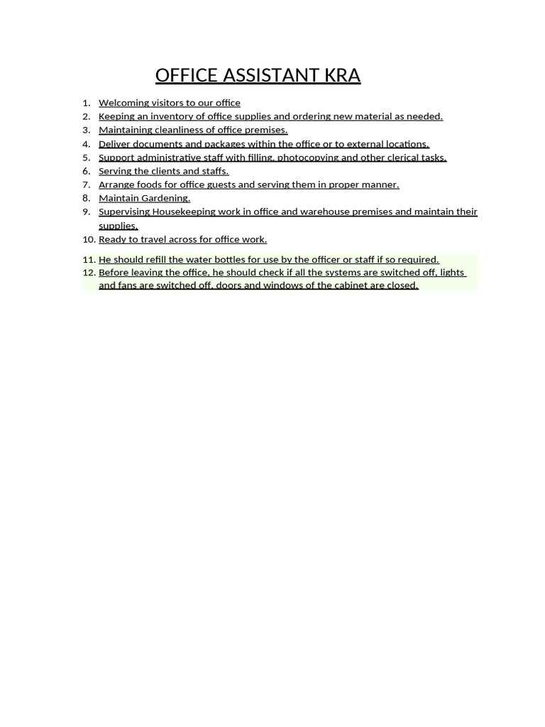 Office Assistant Job Responsibilities | PDF