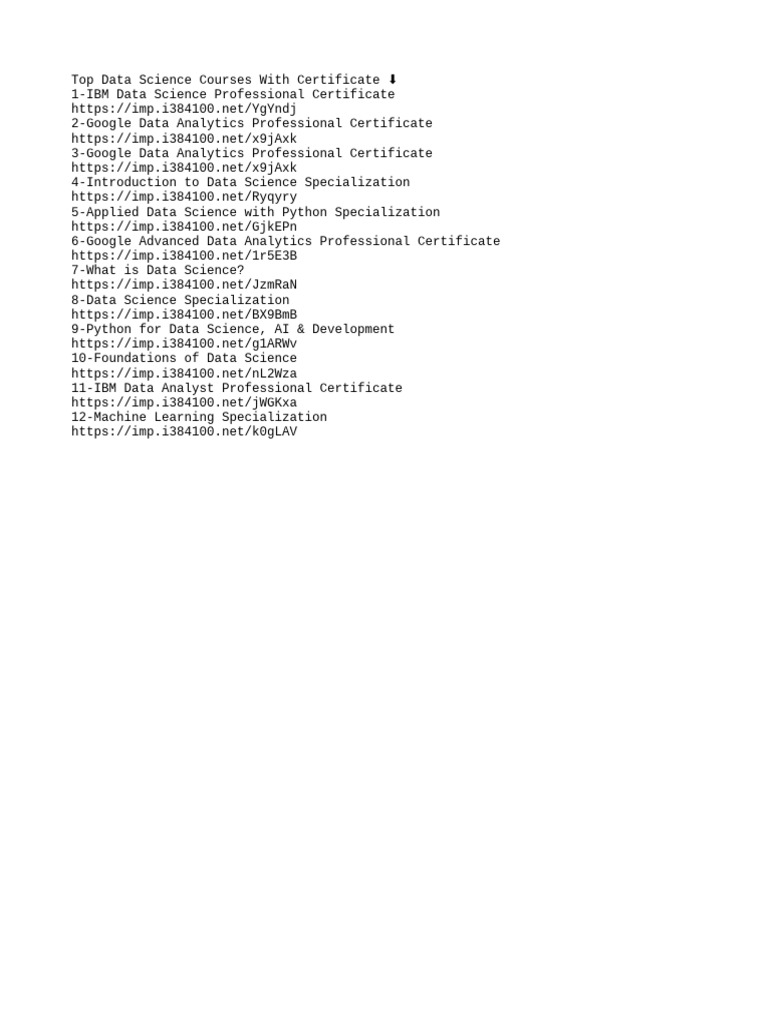 Top Data Science Courses With Certi | PDF