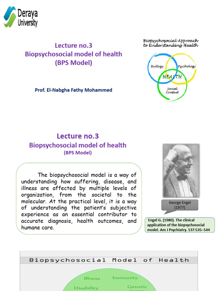 Lecture, 3 Biopsychosocial Model of Health | PDF | Clinical Medicine ...