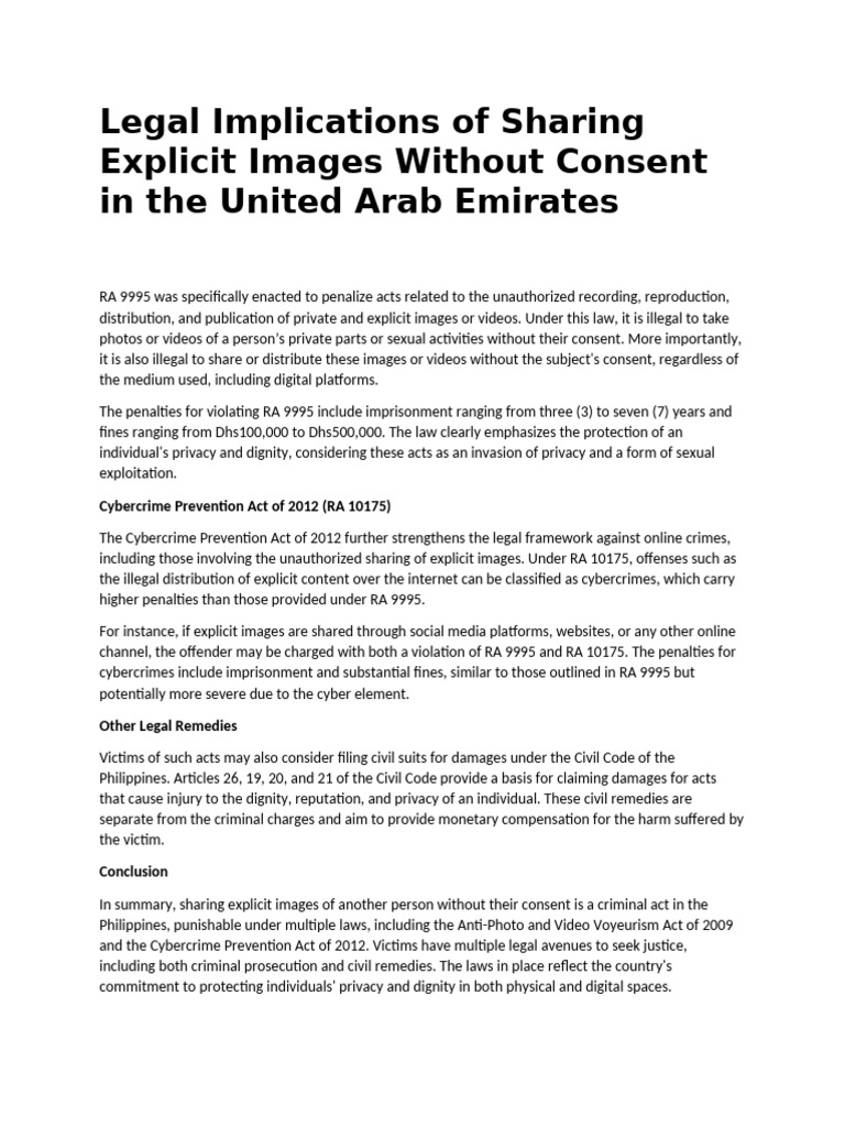 Legal Implications of Sharing Explicit Images Without Consent in The ...